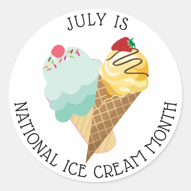 July National Ice Cream Month Stickers | Zazzle