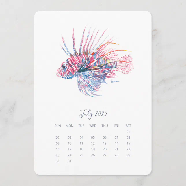 July Stand Alone Calendar Tropical Fish | Zazzle