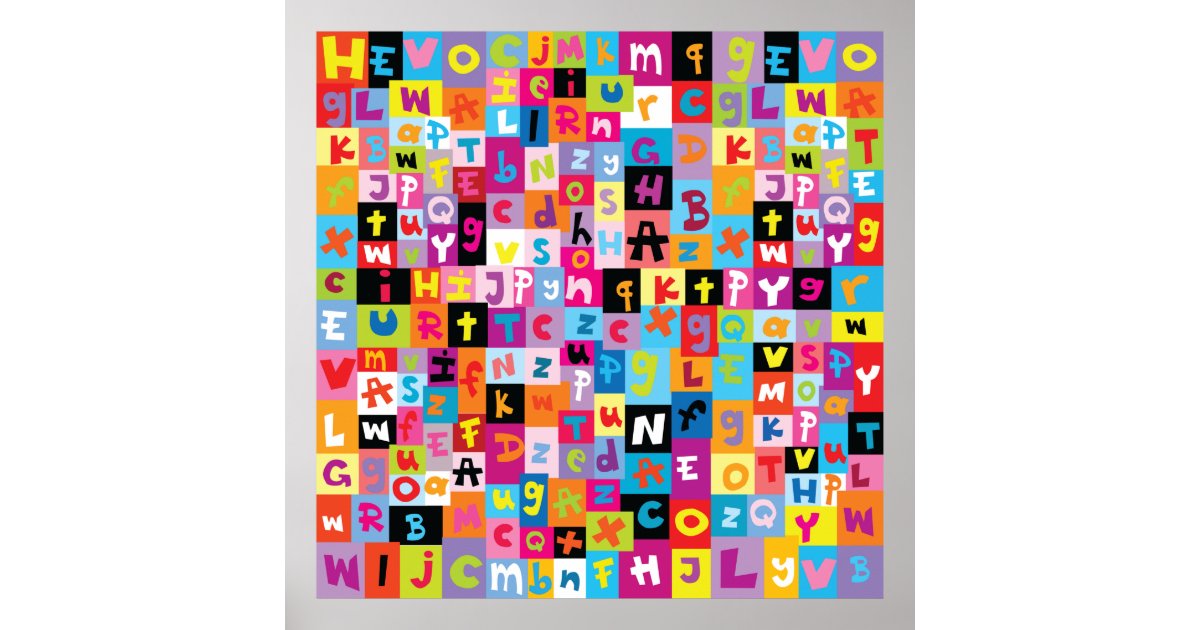 Jumble Alphabet Pattern Poster | Zazzle