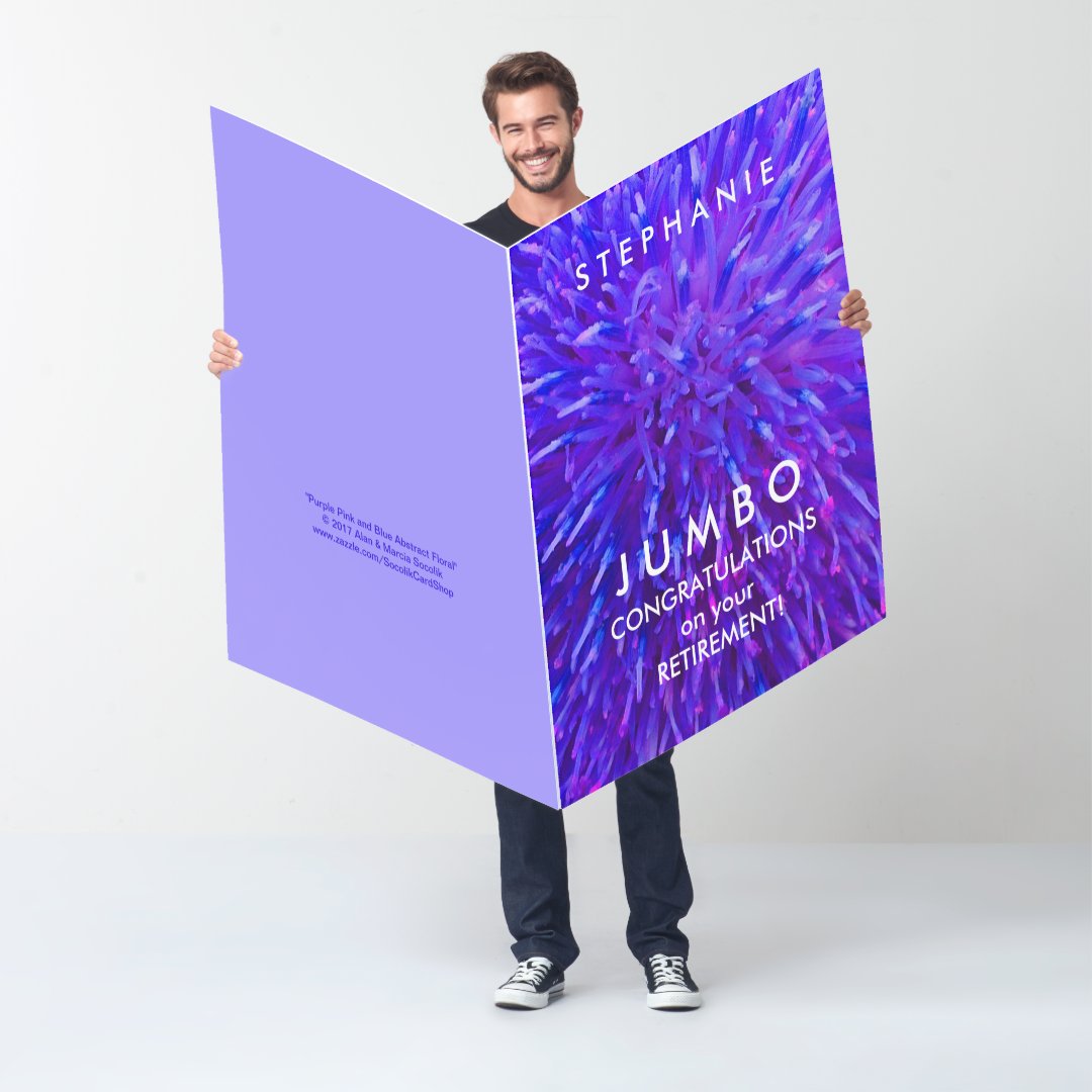 JUMBO GIANT HUGE Purple Abstract Happy Retirement Card | Zazzle