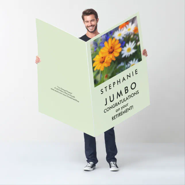 JUMBO HUGE Giant Two Orange Flowers Retirement Card | Zazzle