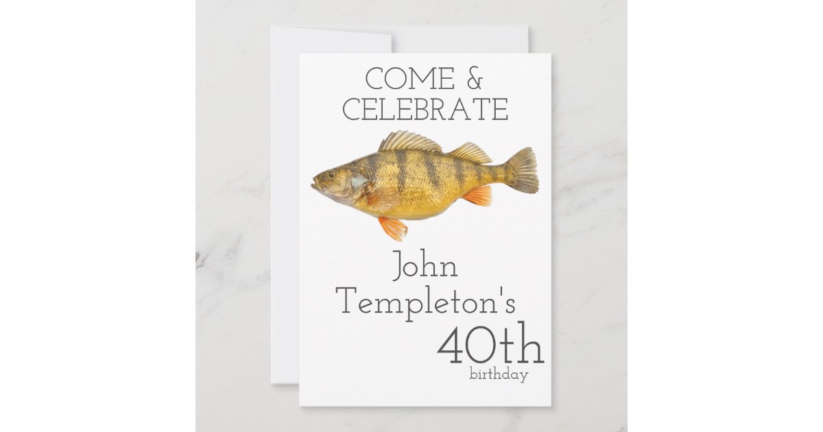Jumbo Perch Fishing Angler Men's Birthday Invitation | Zazzle