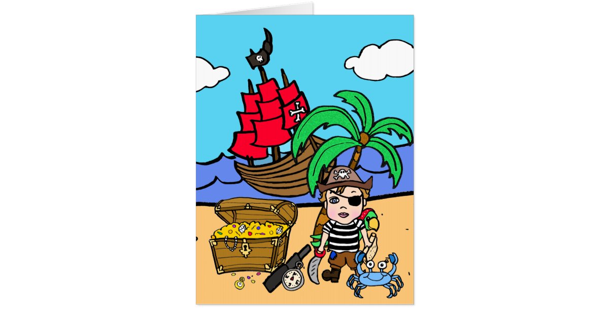 Jumbo Pirate Themed Birthday Card | Zazzle