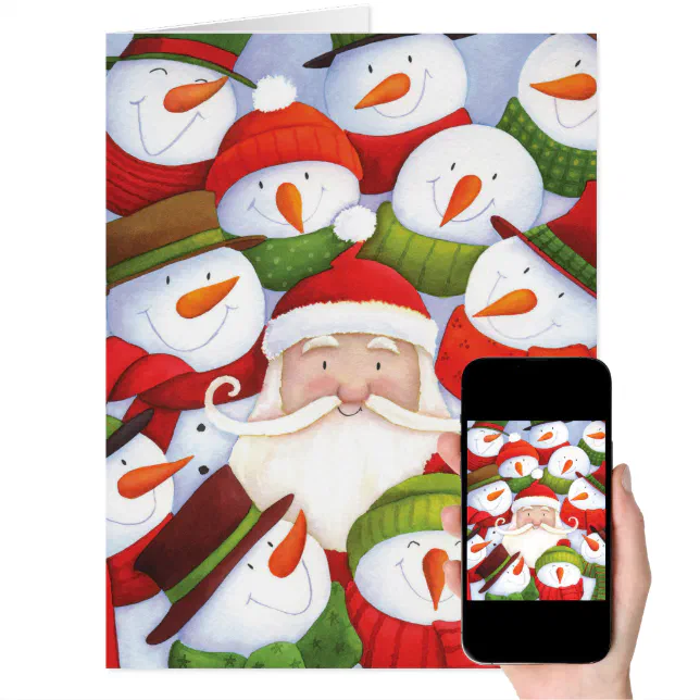 Jumbo Santa Selfies Christmas Card | Zazzle