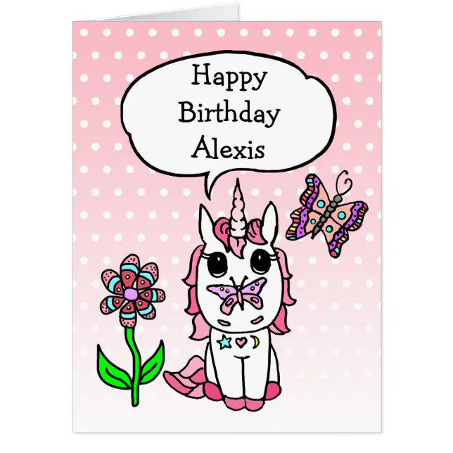 Jumbo Size Unicorn Birthday Card and Name Sign | Zazzle