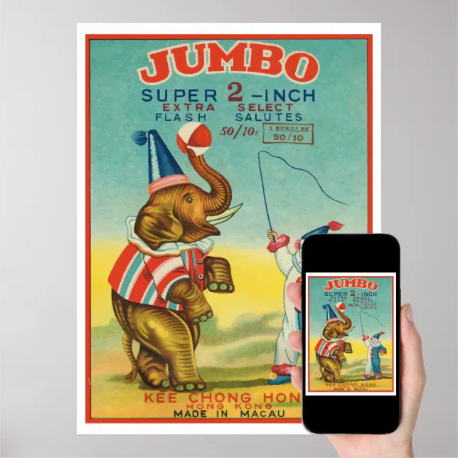 Jumbo (Vintage Chinese Firecracker) Poster | Zazzle