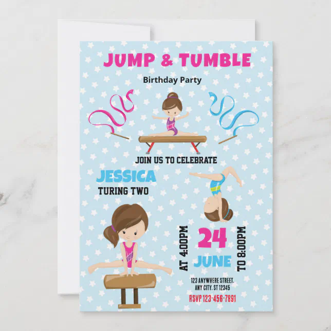 Jump and Tumble Birthday Party Invitation | Zazzle