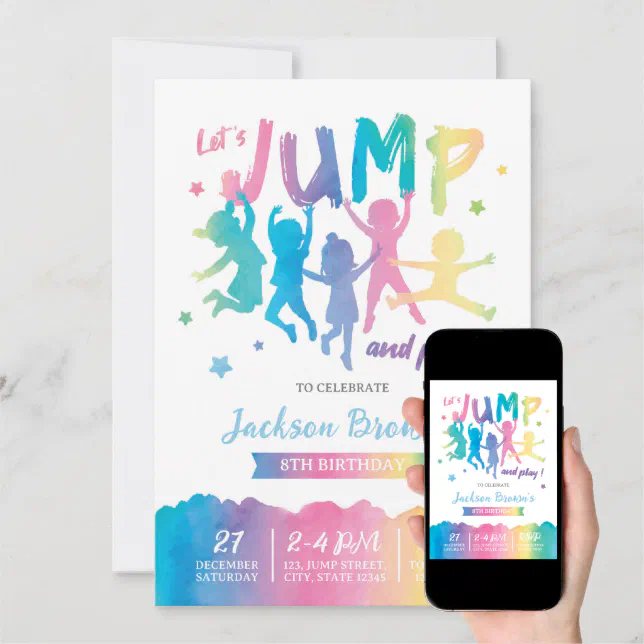 Jump Birthday Invitation | Zazzle