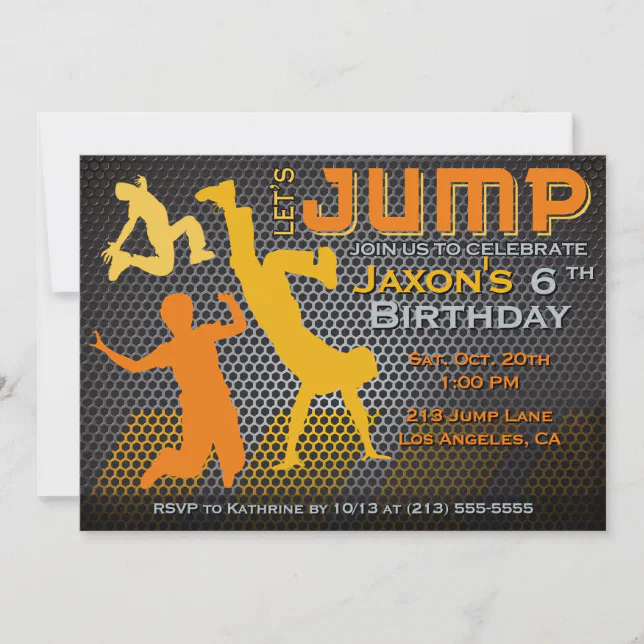 Jump Birthday Invitation - Bounce House Trampoline | Zazzle