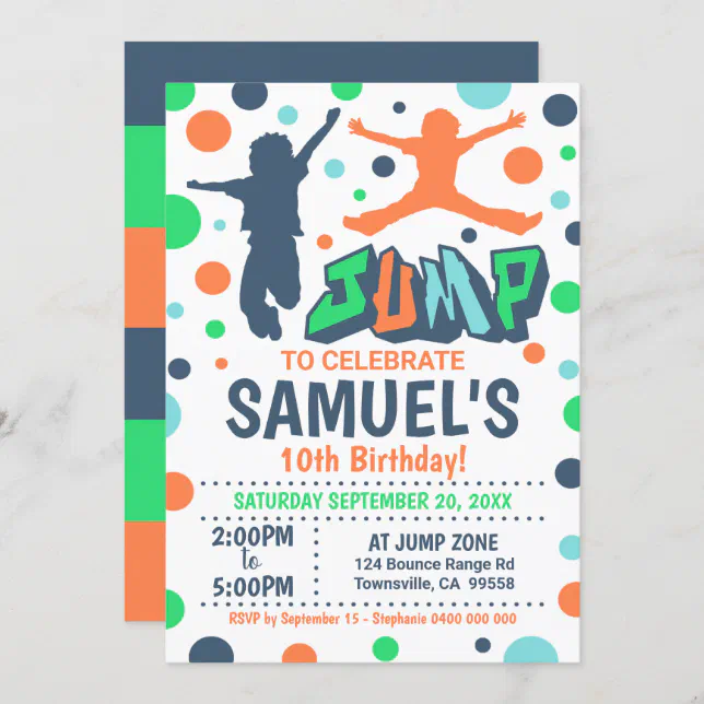 Jump Birthday Invitation Boy Jump Trampoline | Zazzle