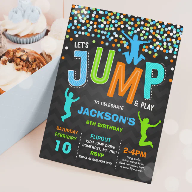 Jump Birthday Invitation Jump Trampoline Party | Zazzle
