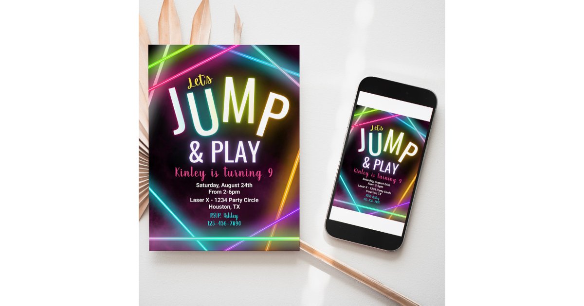 Jump Birthday Invitation | Jumping Party | Zazzle