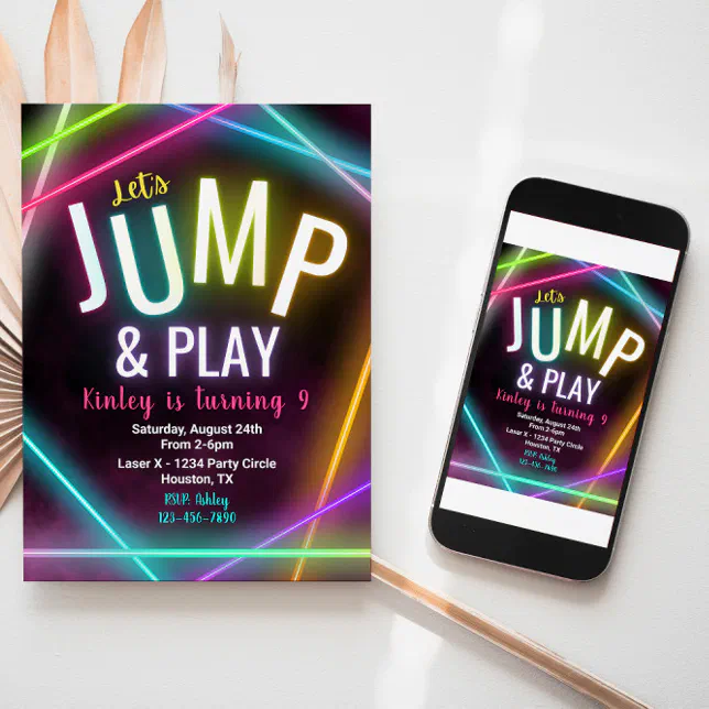 Jump Birthday Invitation | Jumping Party | Zazzle