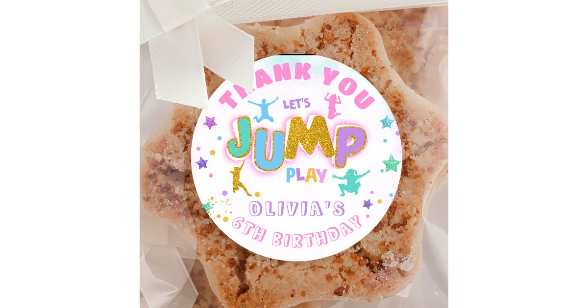 Jump Birthday Jump Trampoline Thank You Classic Round Sticker | Zazzle