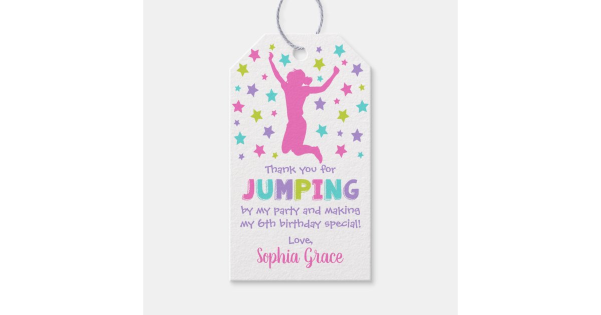Jump Birthday Party Favor Tags, Girl Gift Tags | Zazzle