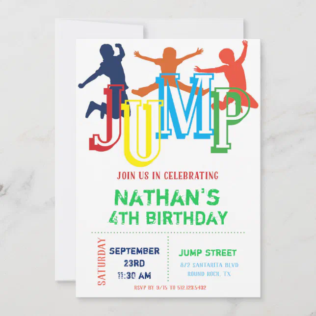 Jump Bounce House Birthday Party Invitation | Zazzle