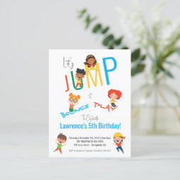 Jump Bounce Play Trampoline Park Party Birthday Postcard | Zazzle