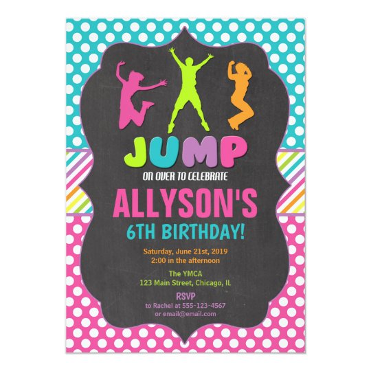 Jump bounce trampoline birthday party invitation | Zazzle.com
