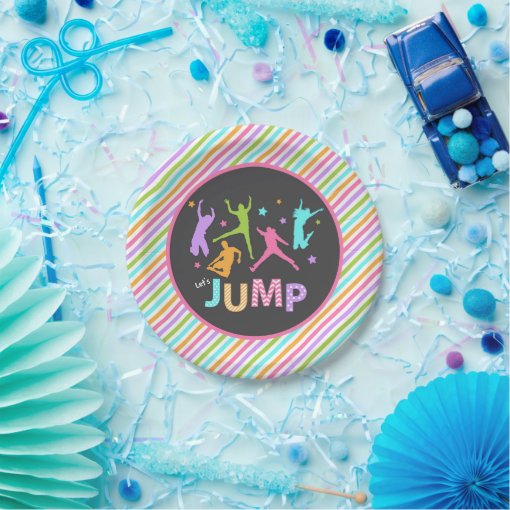 Jump paper plate / trampoline paper plate | Zazzle