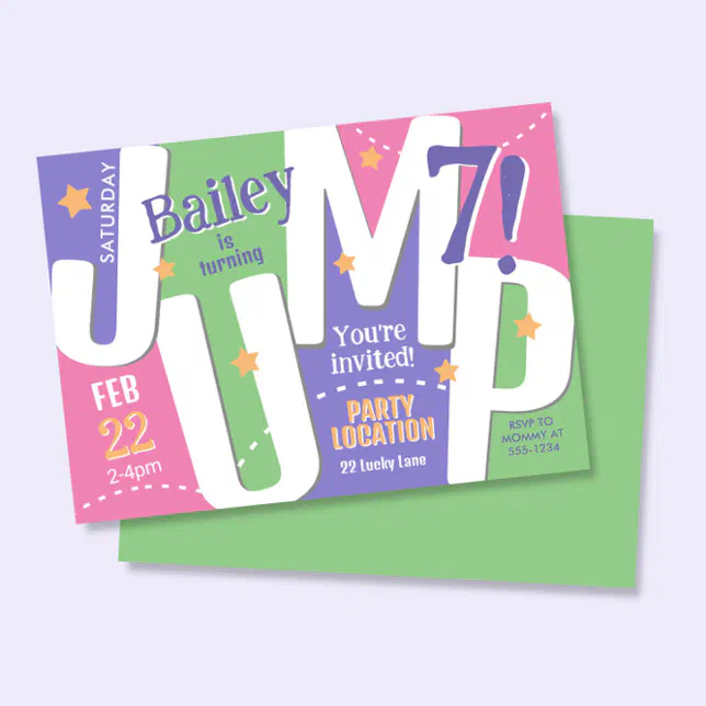 Jump Party Cute Girls Pastel Spring Birthday Invitation | Zazzle