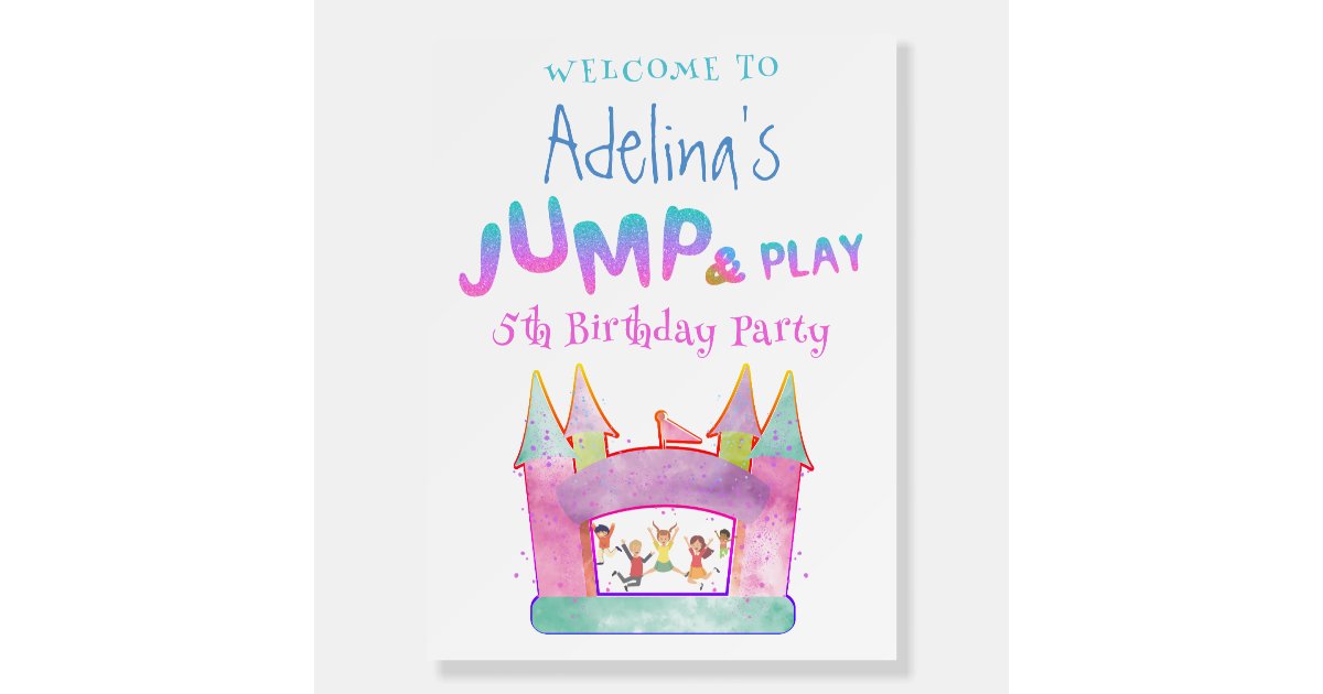 Jump Play Gymnastics Bounce House Kid Welcome Sign | Zazzle
