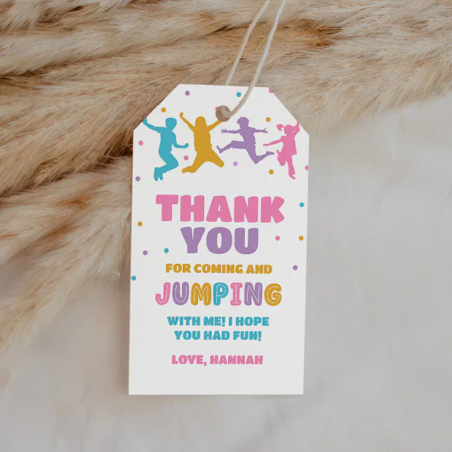 Jump Trampoline Park Birthday Party Favor Gift Tags | Zazzle