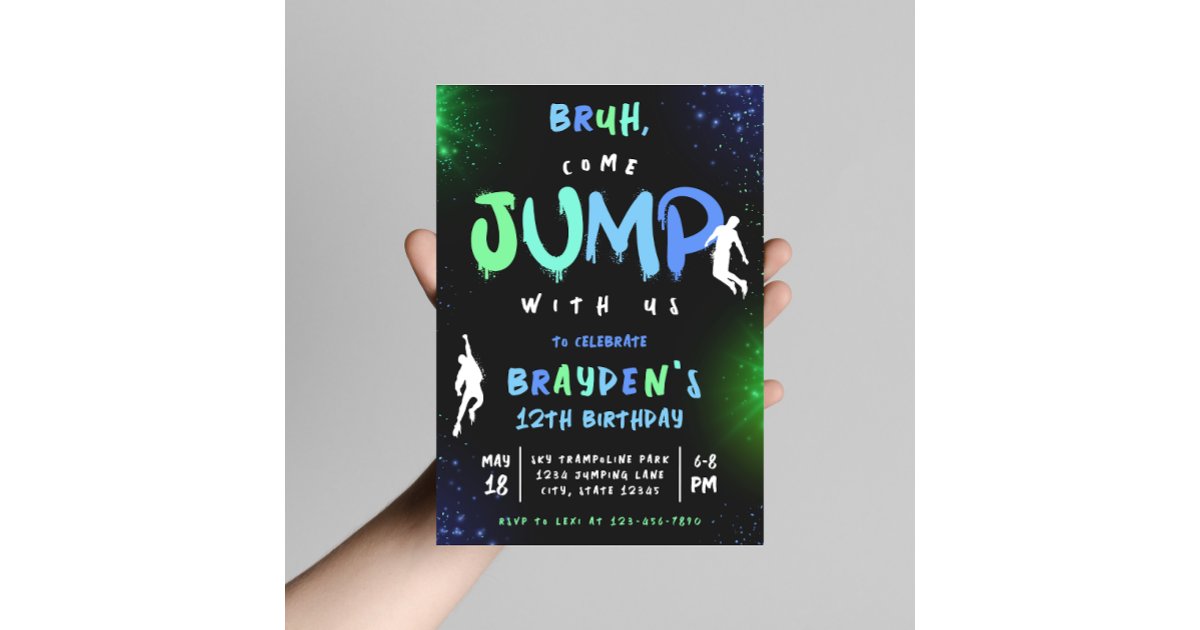 Jump Trampoline Park Graffiti Birthday Invitation | Zazzle