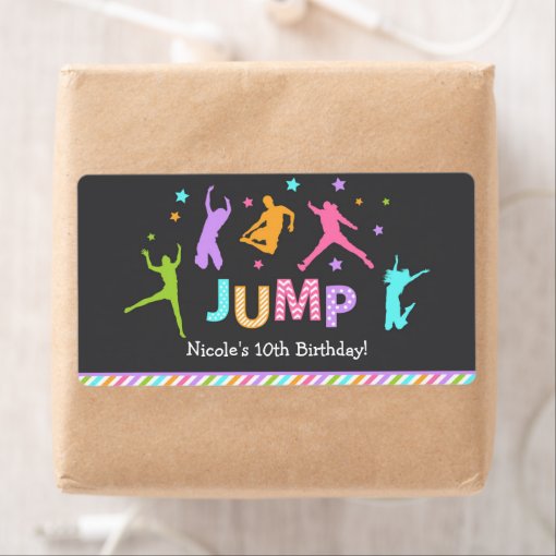 Jump Water bottle labels / trampoline bottle label | Zazzle