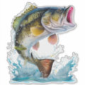 Jumping Bass Gone Fishing Sticker | Zazzle