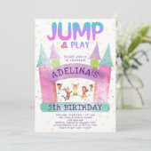 Jumping Castle Jump Play Gymnastics Kids Birthday Invitation | Zazzle