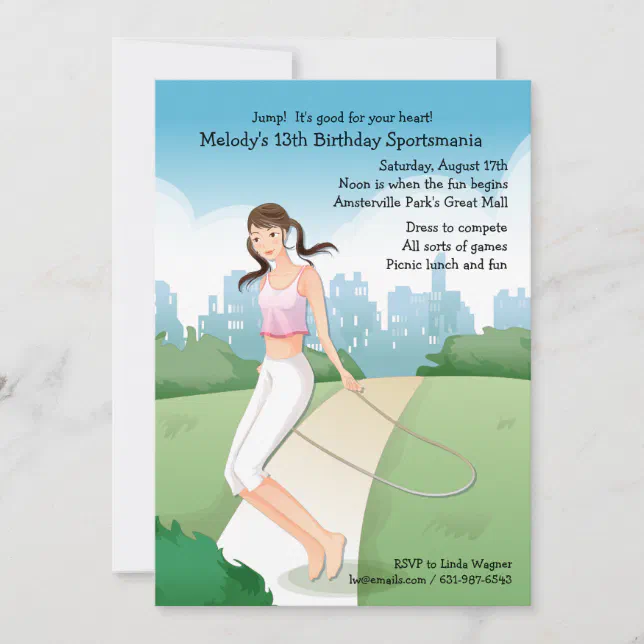 Jumping Rope Invitation | Zazzle