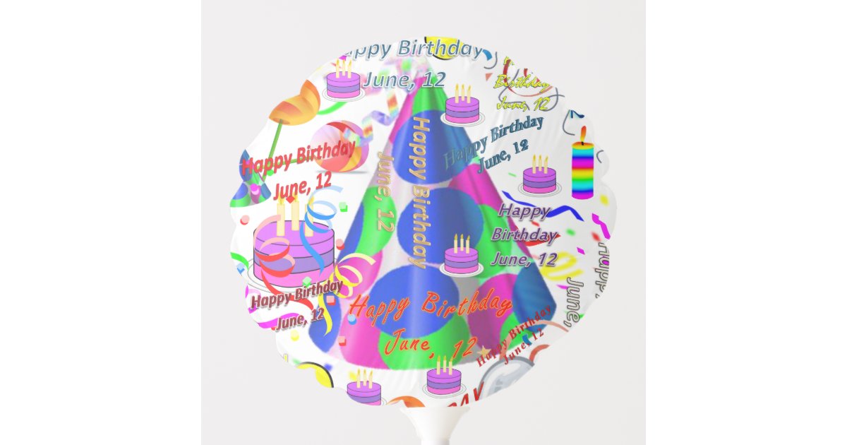 June, 12 Happy Birthday Balloons | Zazzle