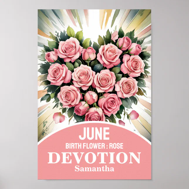 June Birth Month Flower Christian Nursery Art Poster | Zazzle