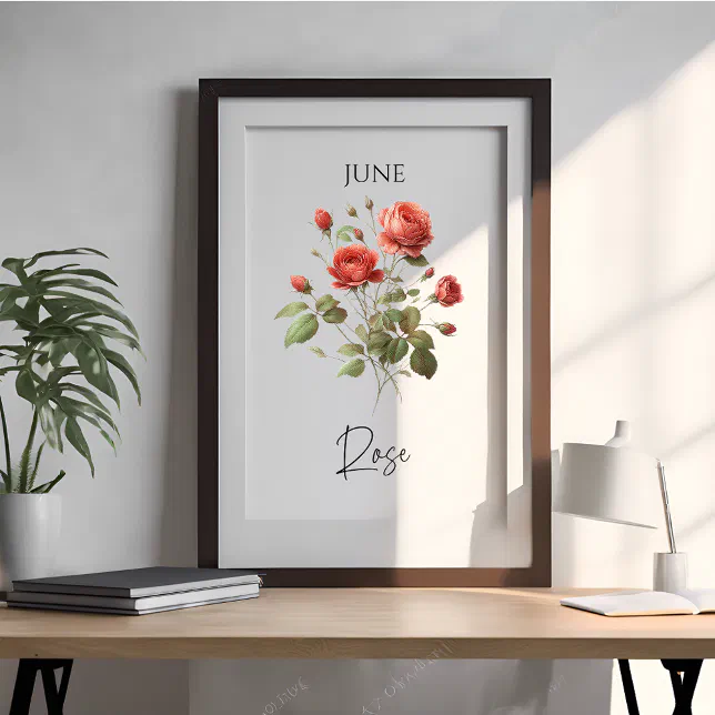 June Birth Month Rose Floral Poster | Zazzle