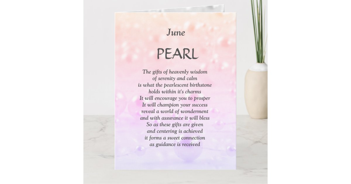 June birthday birthstone Pearl Greeting Card | Zazzle