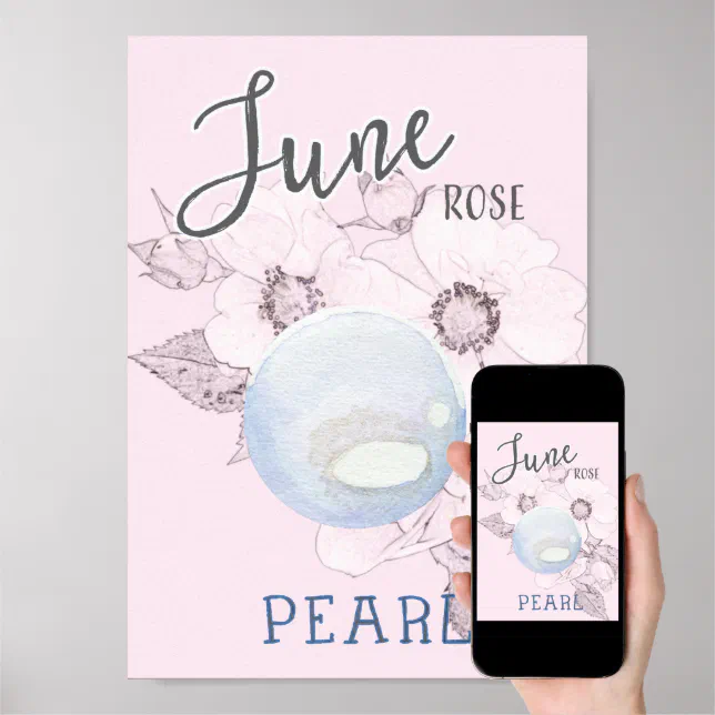 June Rose and Pearl Birthday Poster | Zazzle