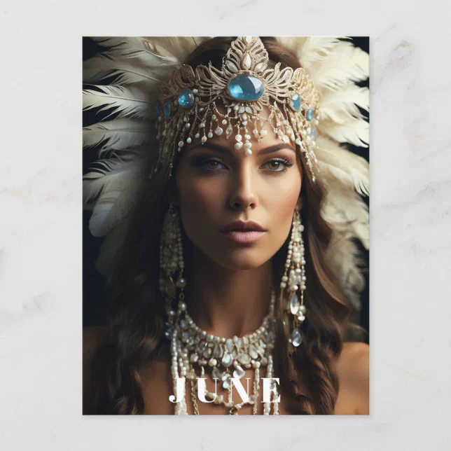 *~ JUNE Woman BIRTHDAY PEARLS Boho AP53 Postcard | Zazzle