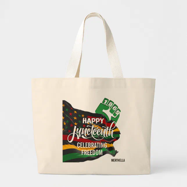 JUNETEENTH African American Flag Large Tote Bag | Zazzle