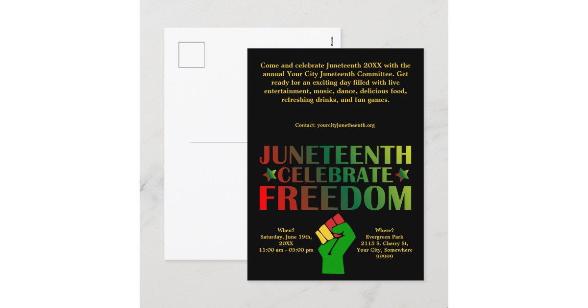 Juneteenth Celebrate Freedom Solidarity Event Holiday Postcard | Zazzle