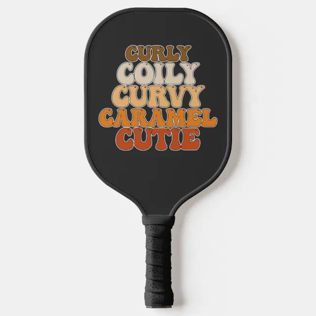 Juneteenth Curly Coily Curvy Caramel Cutie Pickleball Paddle | Zazzle