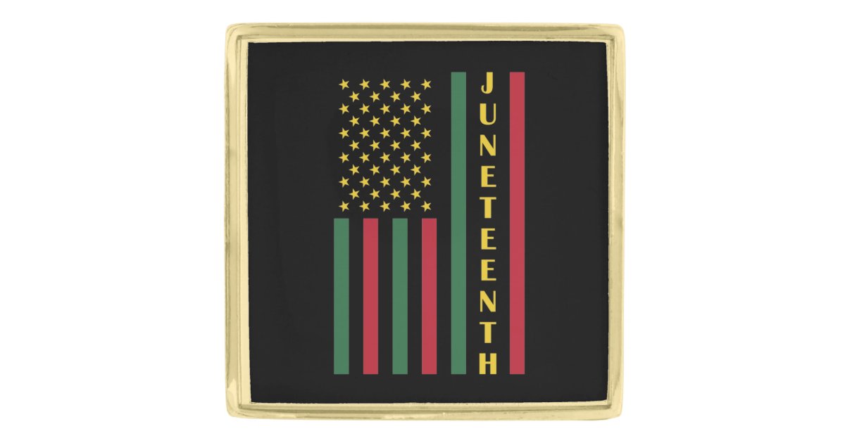 Juneteenth Freedom Celebration USA American Flag Gold Finish Lapel Pin ...
