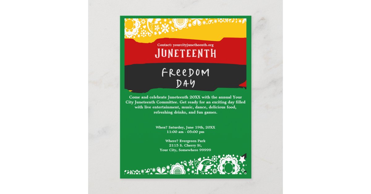 Juneteenth Freedom Day City Celebration Fancy Flag Flyer | Zazzle