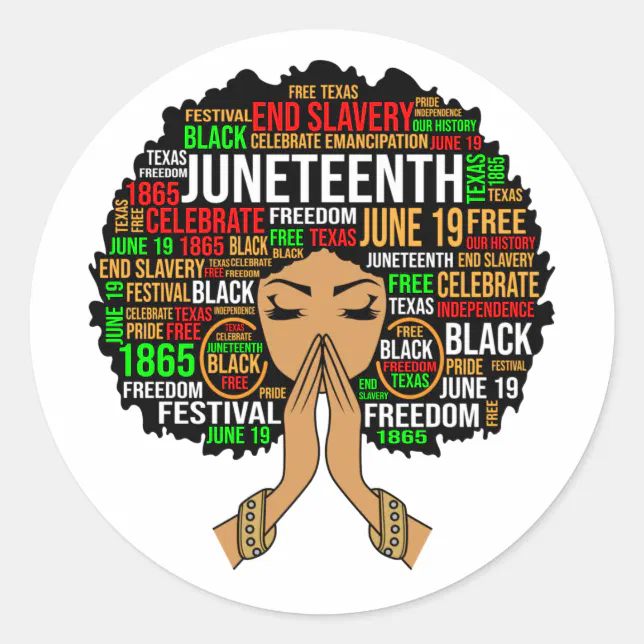 Juneteenth Queen Black Melanin Praying Women Sista Classic Round ...
