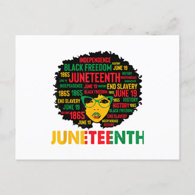 Juneteenth Women Queen African American Black Afro Postcard | Zazzle