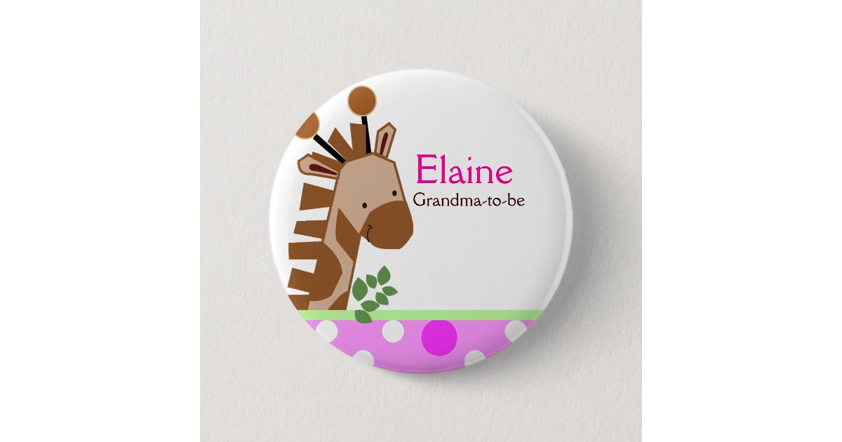 Jungle Adventure Giraffe NAME TAG Custom Button | Zazzle