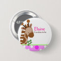 Jungle Adventure Giraffe NAME TAG Custom Button | Zazzle