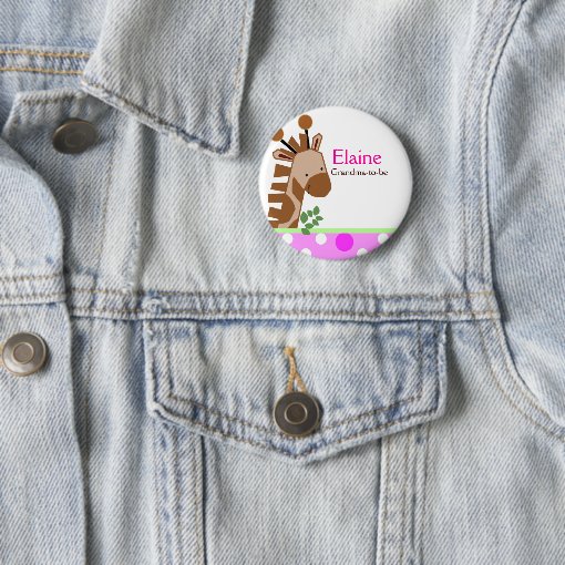Jungle Adventure Giraffe NAME TAG Custom Button | Zazzle
