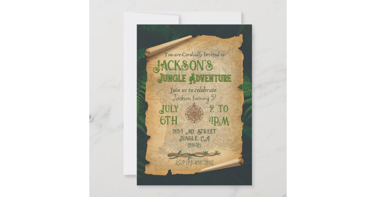 Jungle Adventure Theme Birthday Invitation | Zazzle