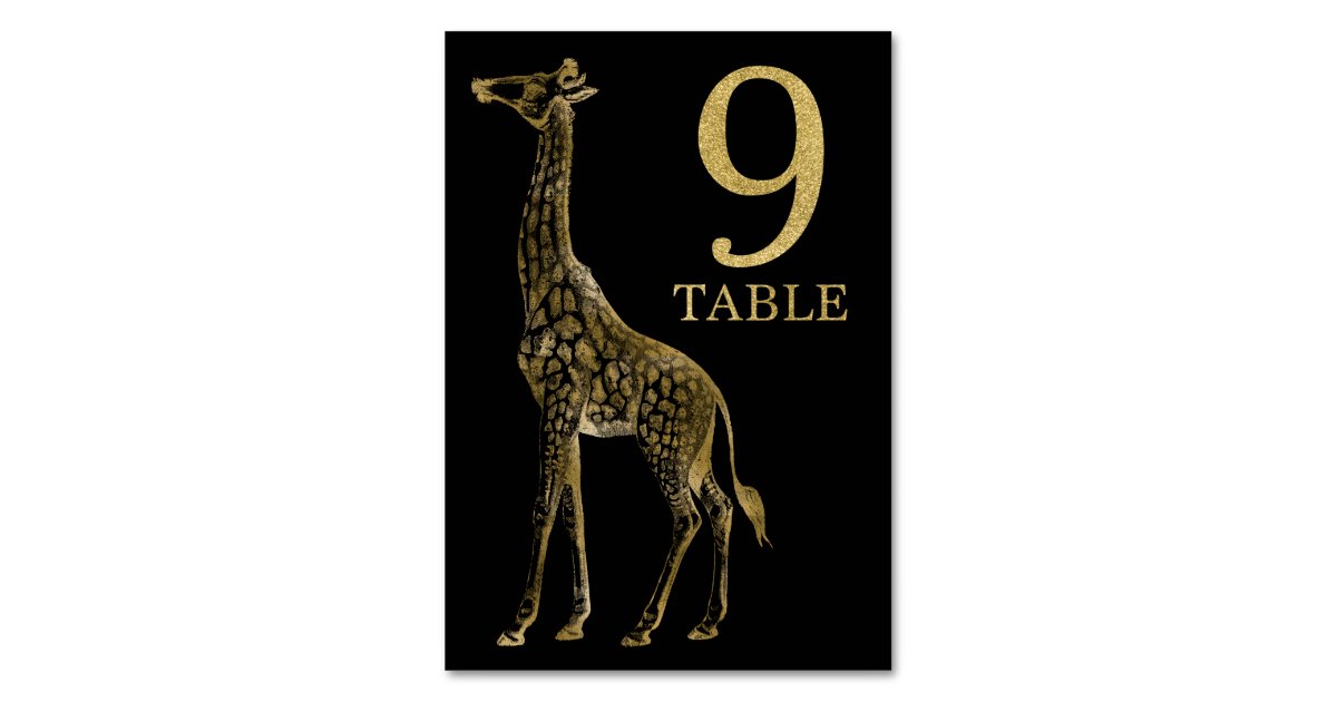 Jungle African Animal Giraffe Table Number Card 9 | Zazzle