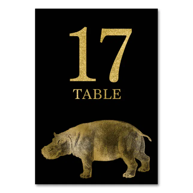 Jungle African Animal Hippo Table Number Card 17 | Zazzle